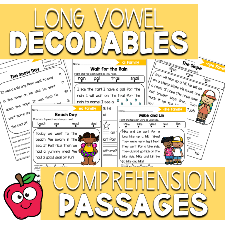 Long Vowel Decodables – Comprehension Passages - Clever School Teacher