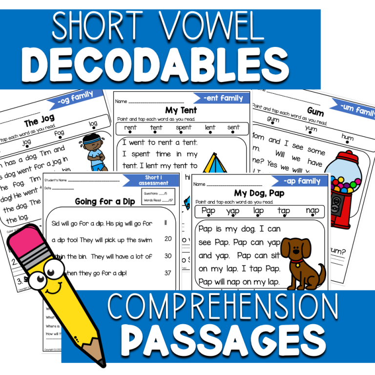 Short Vowel Decodables – Comprehension Passages - Clever School Teacher