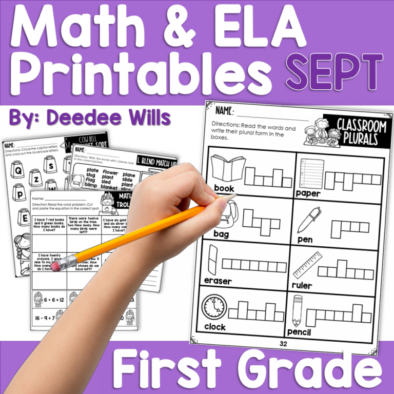 First Grade Math ELA - Clever School Teacher