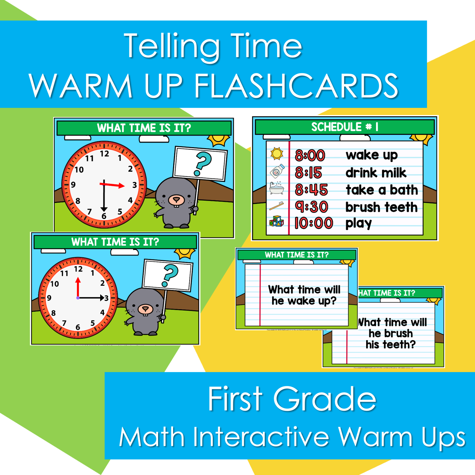 Telling Time Warm Up Flashcards - Clever School Teacher
