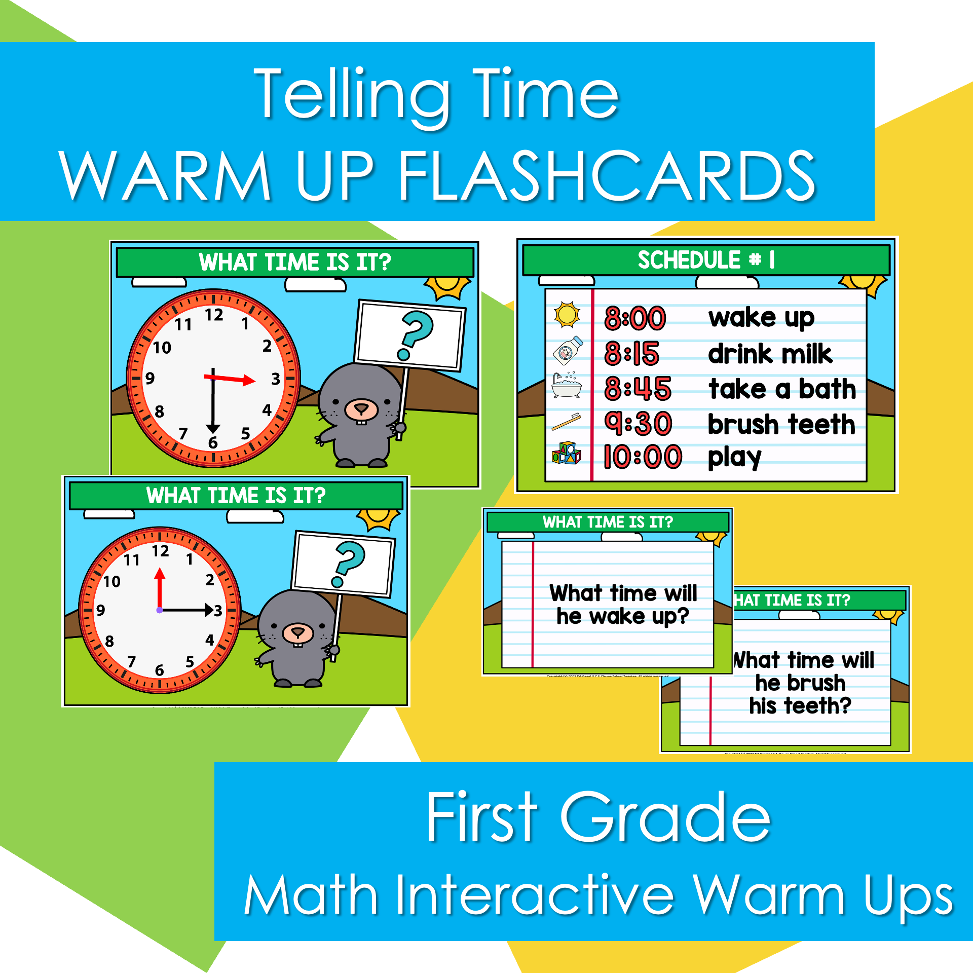 Telling Time Warm Up Flashcards - Clever School Teacher
