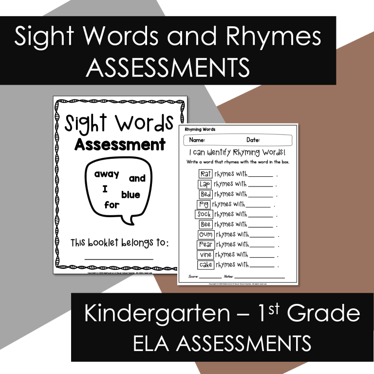 Sight Words and Rhymes Assessment - Clever School Teacher