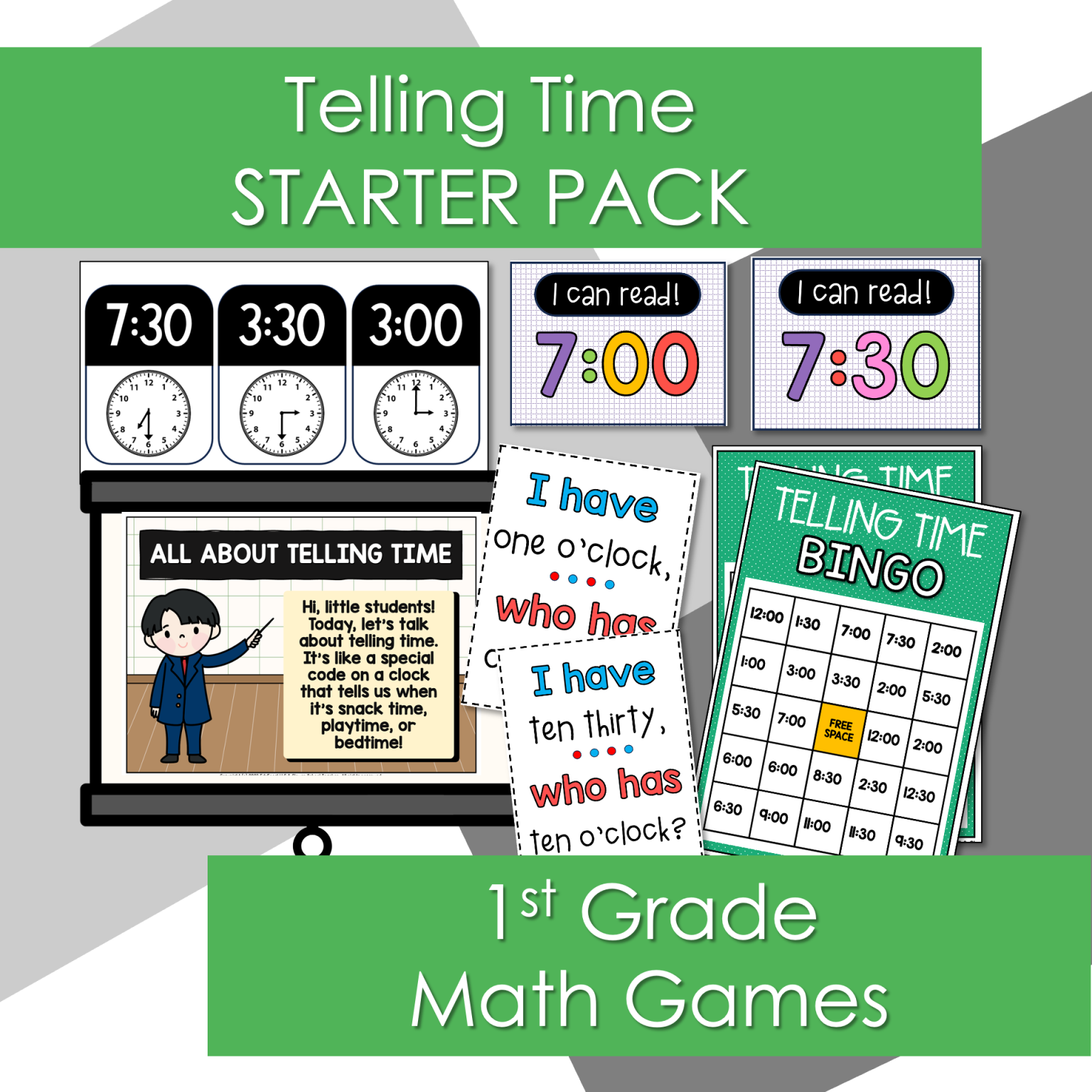 Telling Time Starter Pack - Clever School Teacher