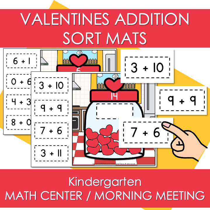 Valentines Addition Sort Mats - Clever School Teacher
