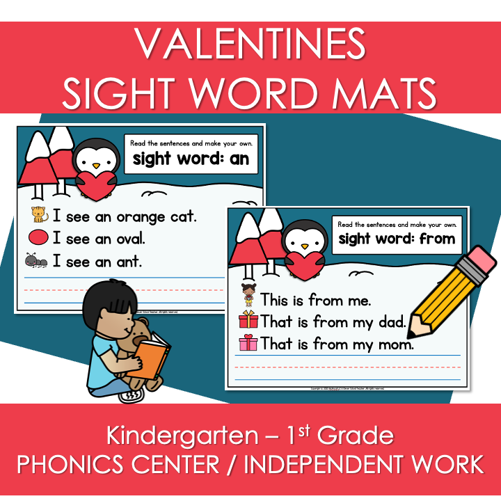 Valentines Sight Words Mats - Clever School Teacher