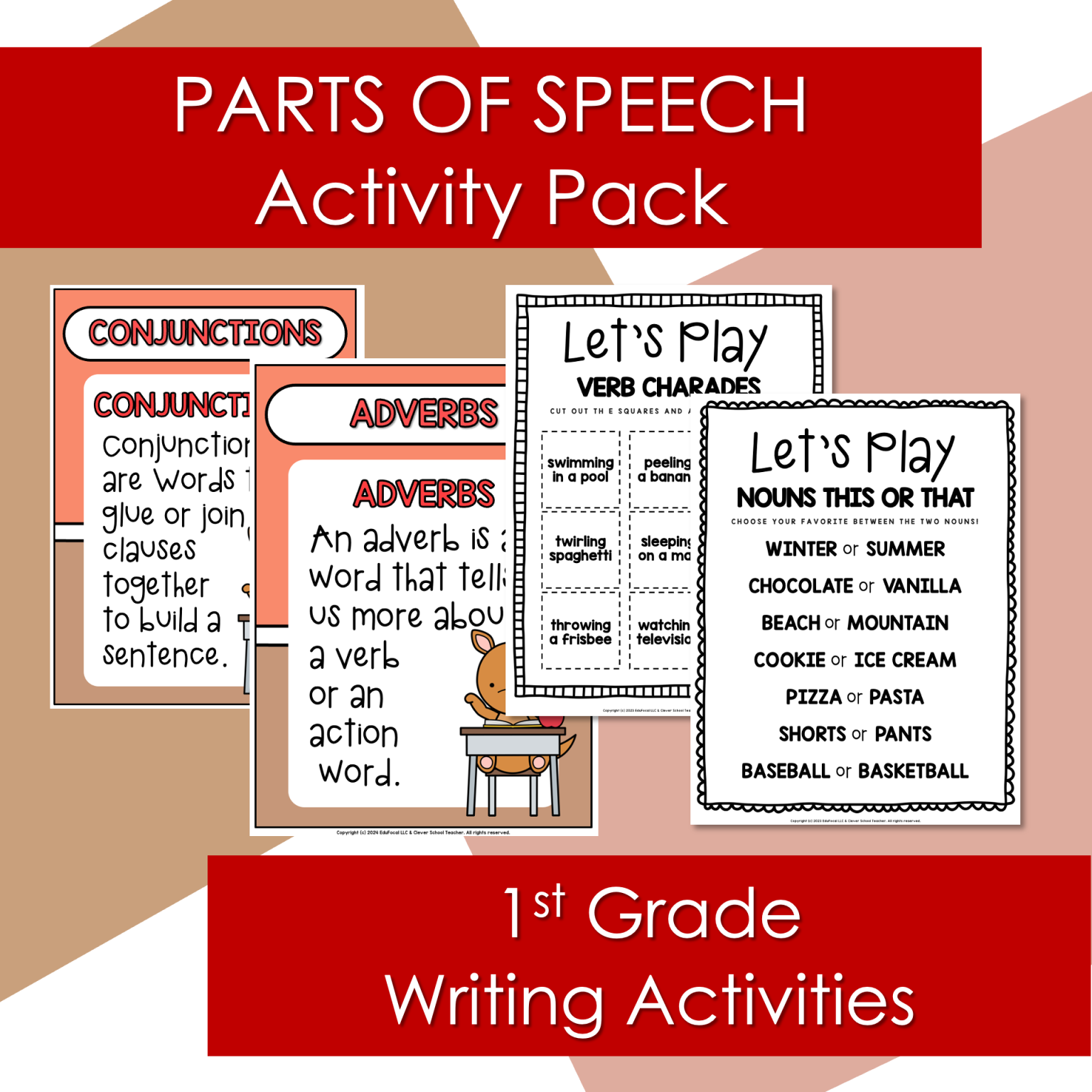 Parts of Speech Activity Pack - Clever School Teacher