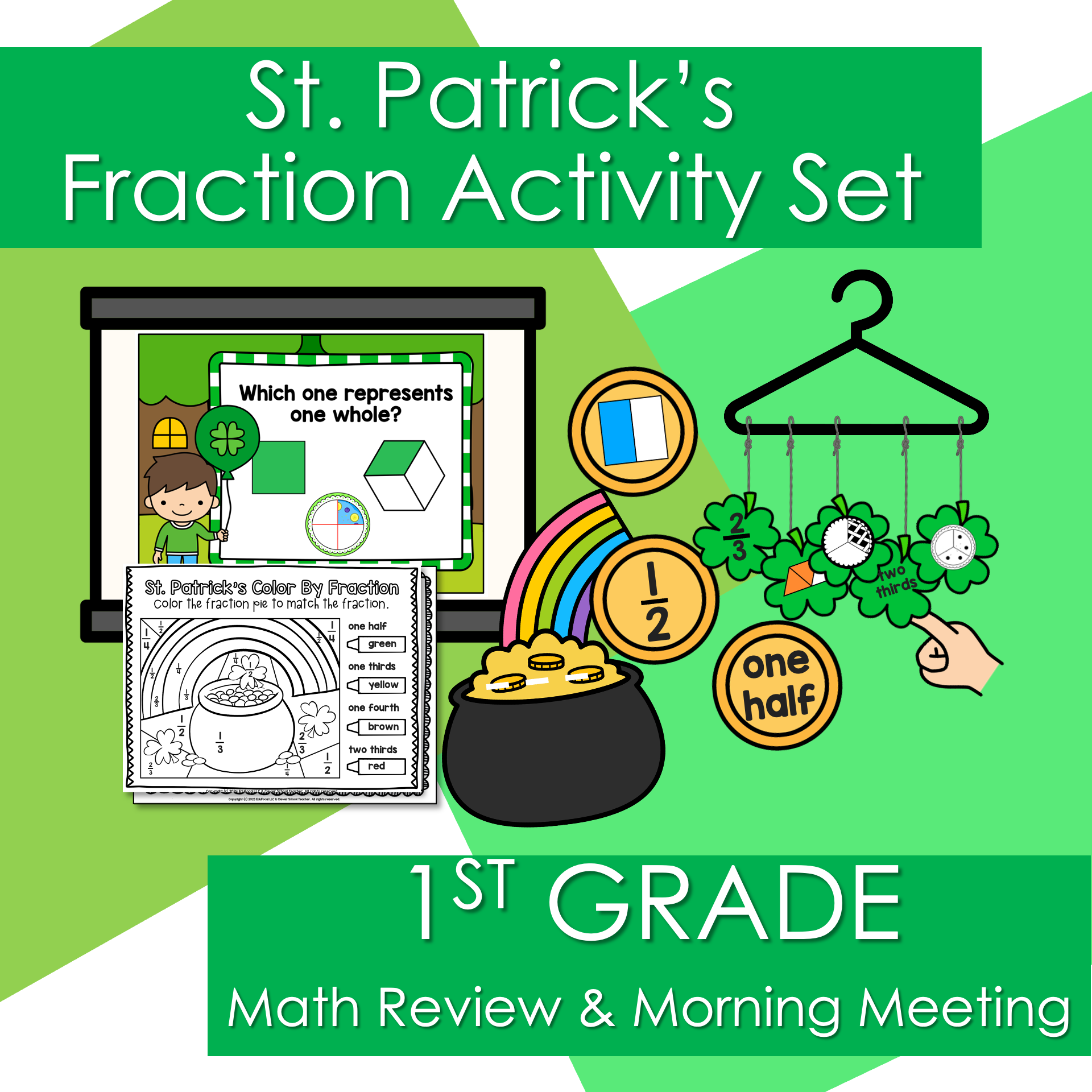 St. Patrick’s Day Fractions Activity Set - Clever School Teacher