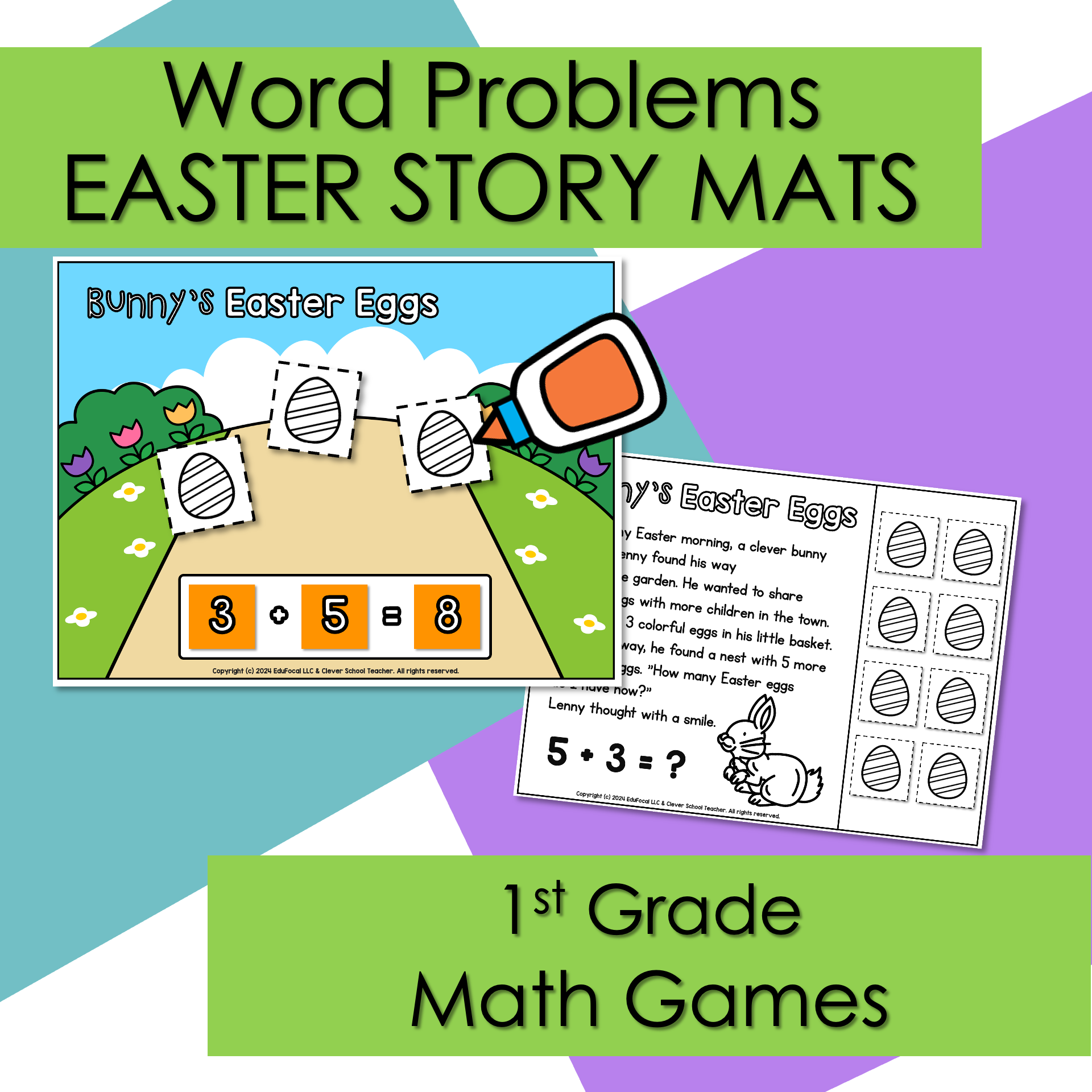 Word Problems Easter Story Mats - Clever School Teacher
