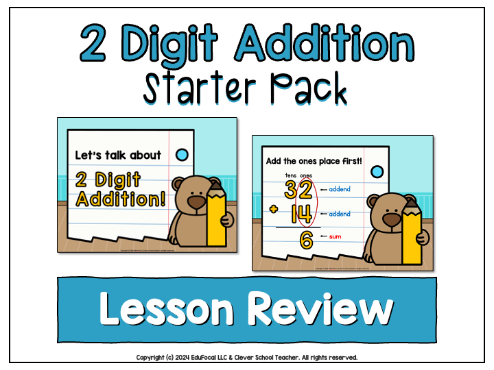 2 Digit Addition Starter Pack - Clever School Teacher
