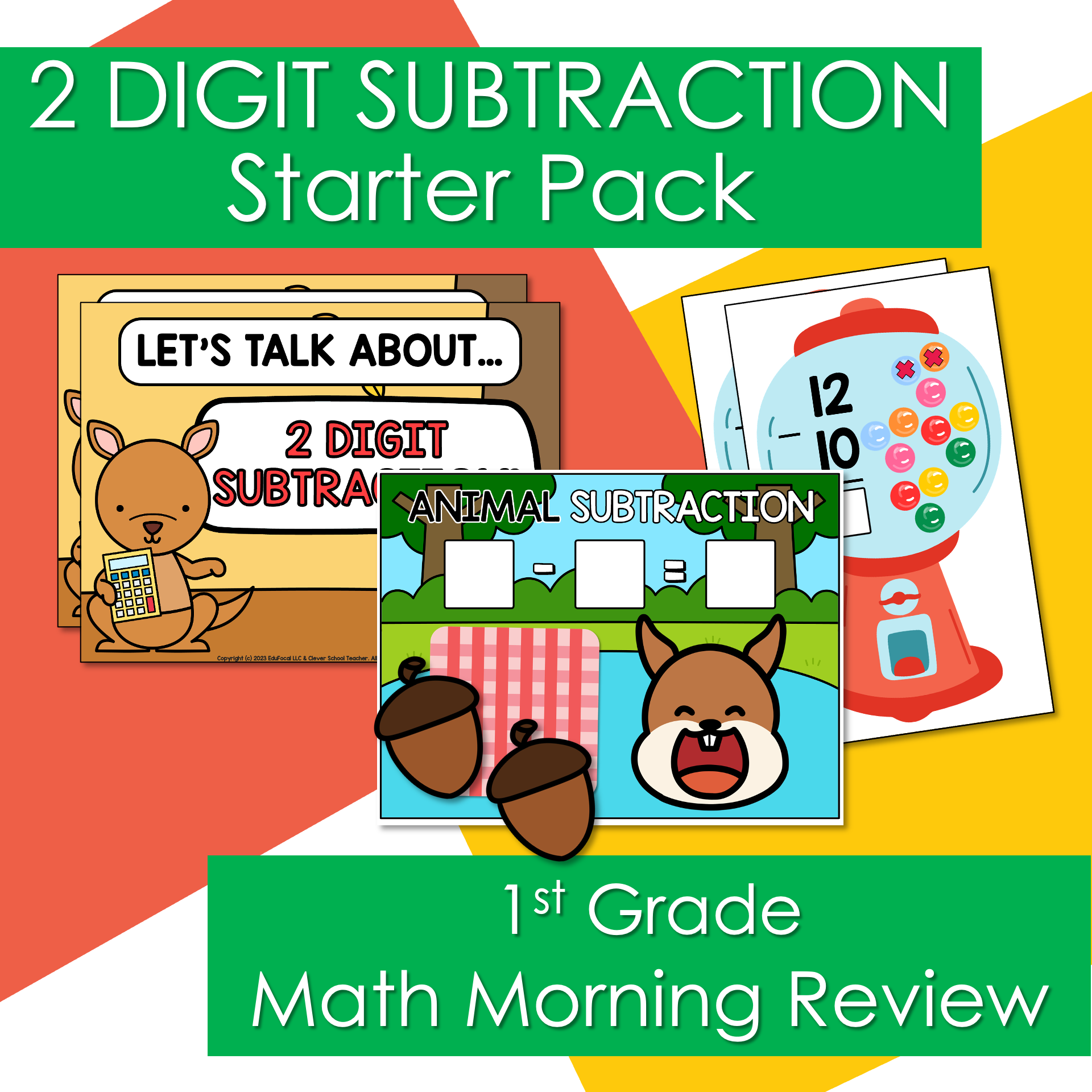 2 Digit Subtraction Starter Pack - Clever School Teacher