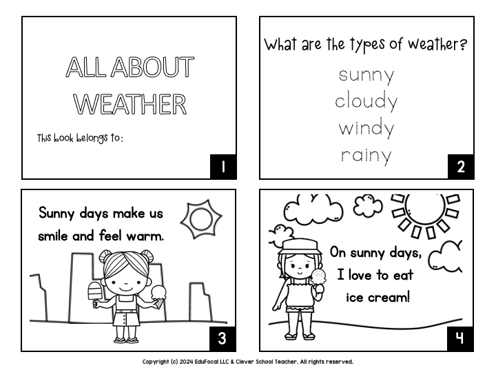 All About Weather Reading Activities - Clever School Teacher