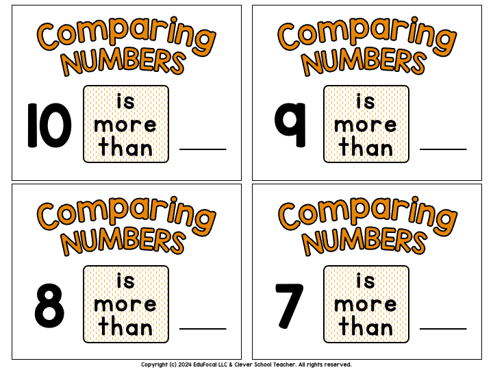 Comparing Numbers Activity Set - Clever School Teacher