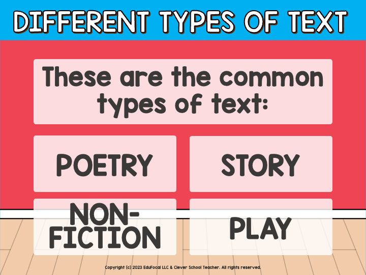 Types of Text Starter Pack - Clever School Teacher