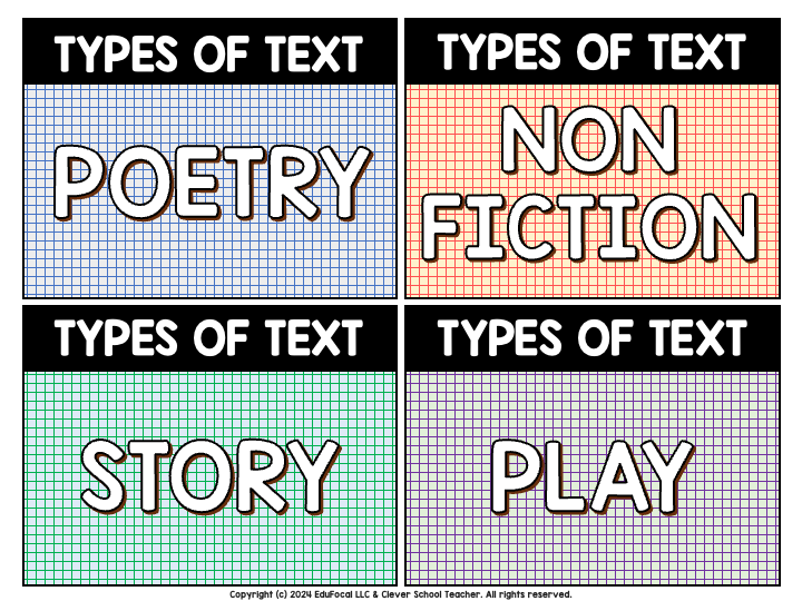 Types of Text Starter Pack - Clever School Teacher