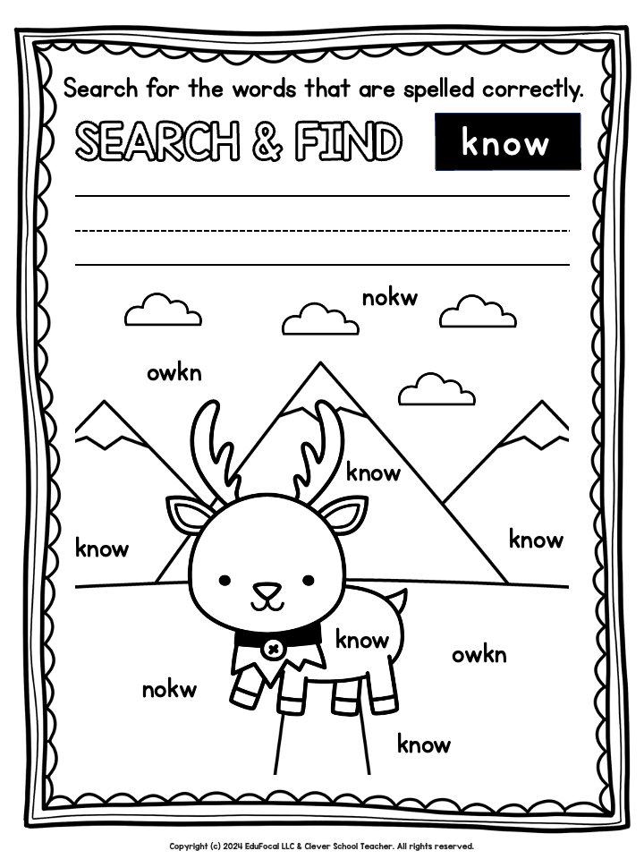 Word Recognition Worksheets - Clever School Teacher