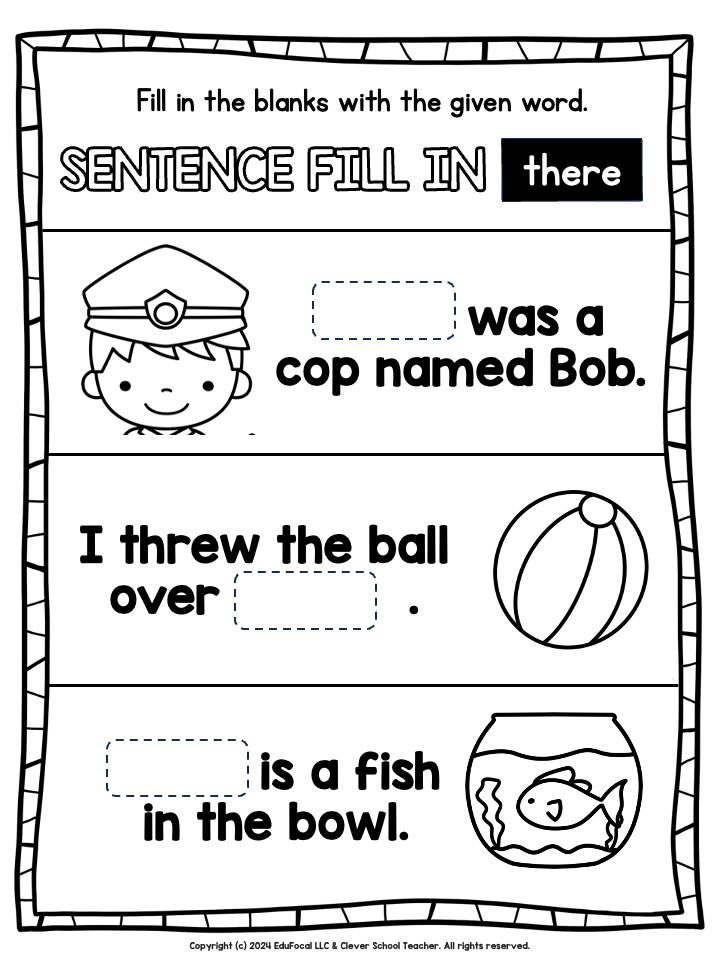 Word Recognition Worksheets - Clever School Teacher