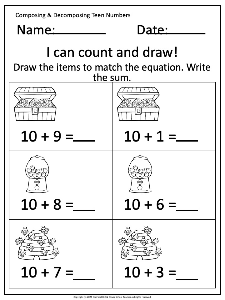 Composing and Decomposing Teen Numbers - Clever School Teacher