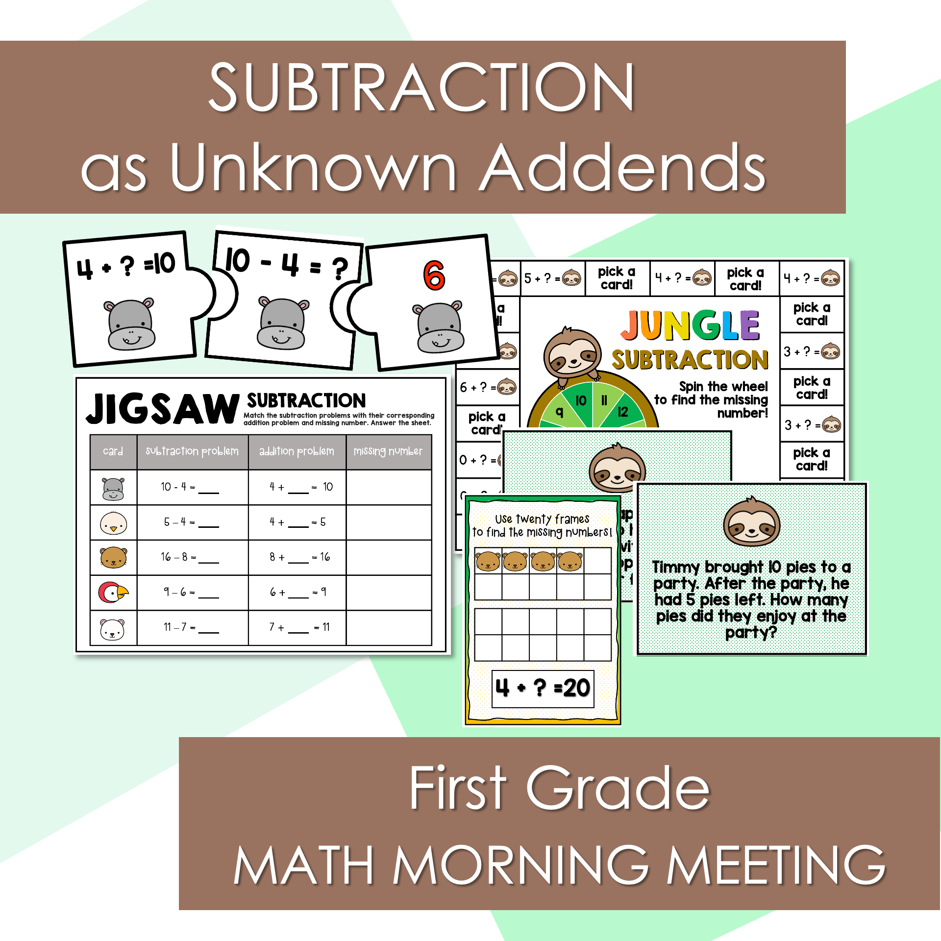 Subtraction as Unknown Addends Starter Pack - Clever School Teacher
