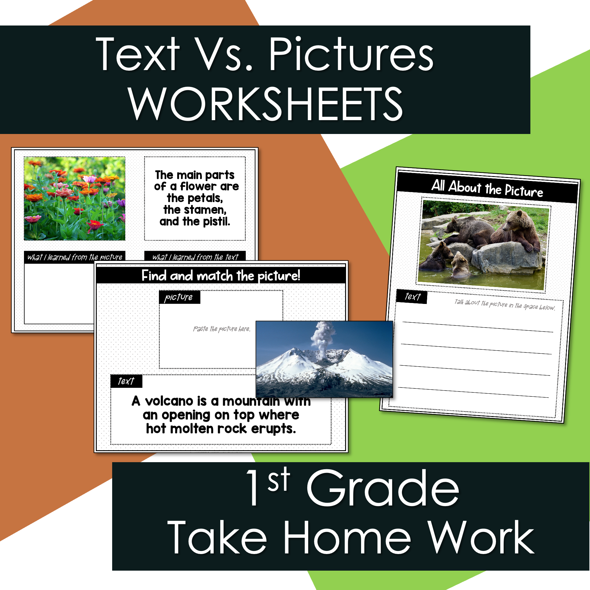 Text vs Pictures Worksheets - Clever School Teacher