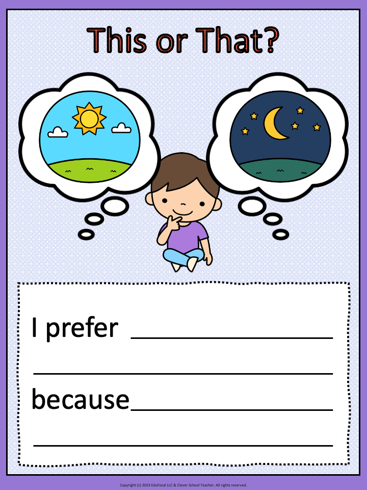 This or That Opinion Journal - Clever School Teacher
