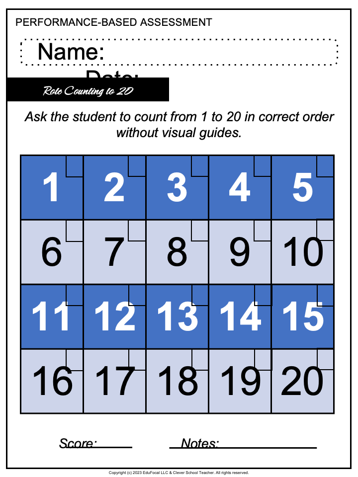 Counting and Sorting Assessment - Clever School Teacher