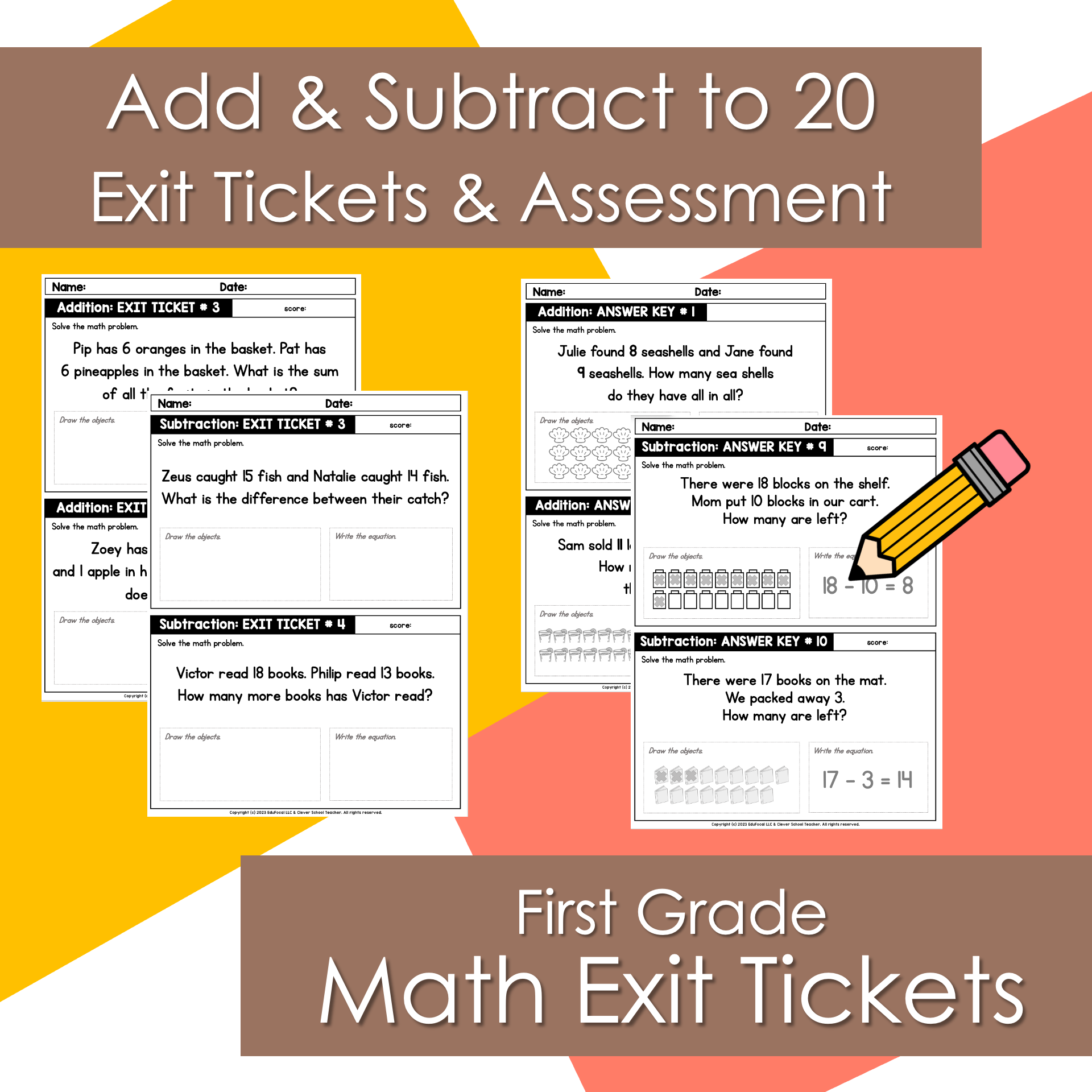 Addition & Subtraction Assessment - Clever School Teacher