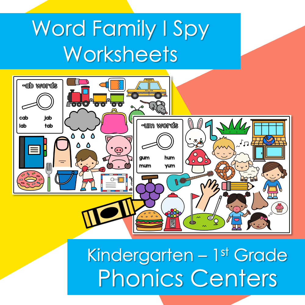 Word Family I Spy Worksheets - Clever School Teacher