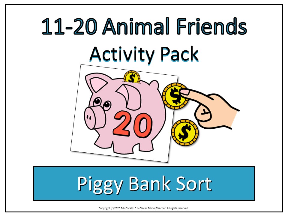11 – 20 Animals Friends Activity Pack - Clever School Teacher