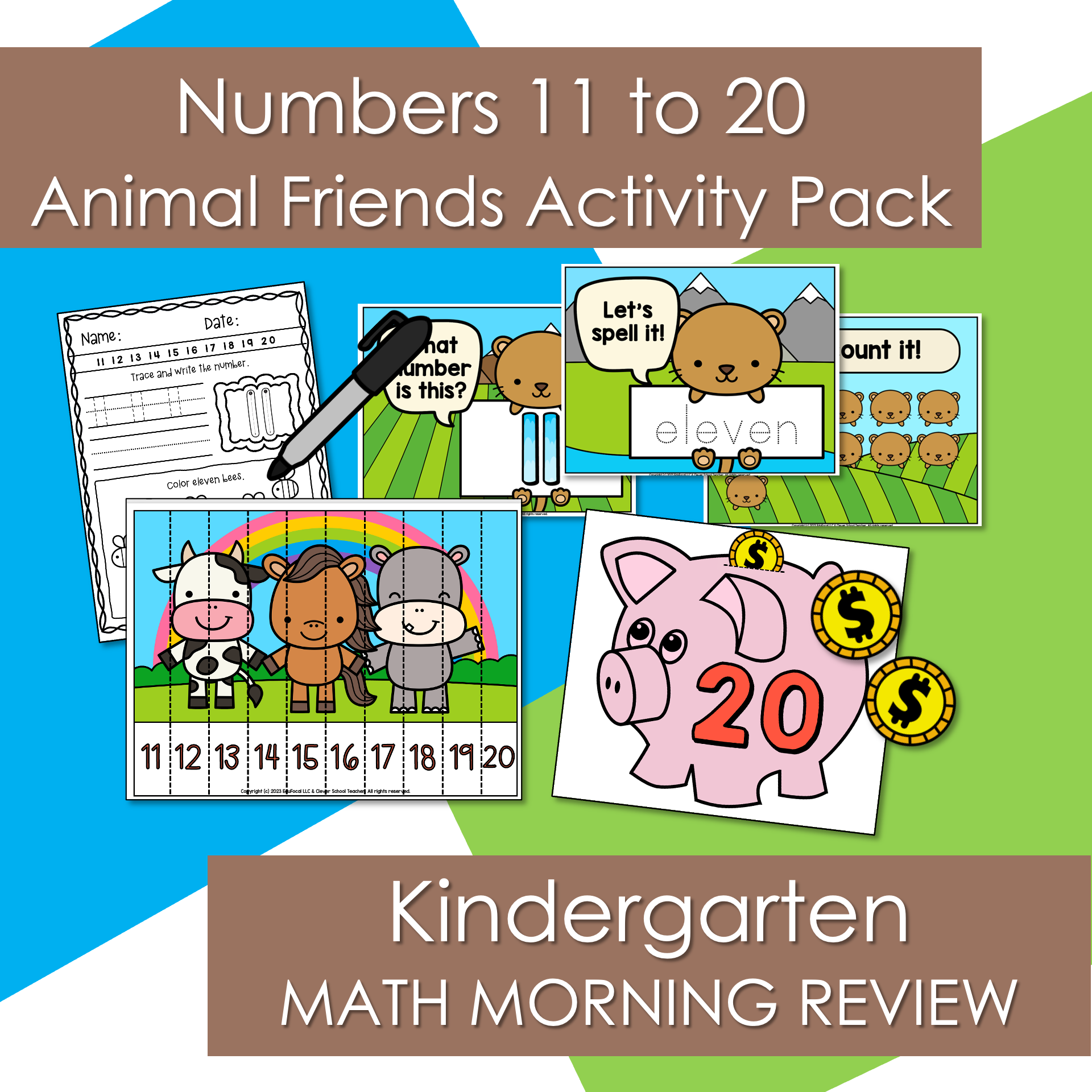11 – 20 Animals Friends Activity Pack - Clever School Teacher