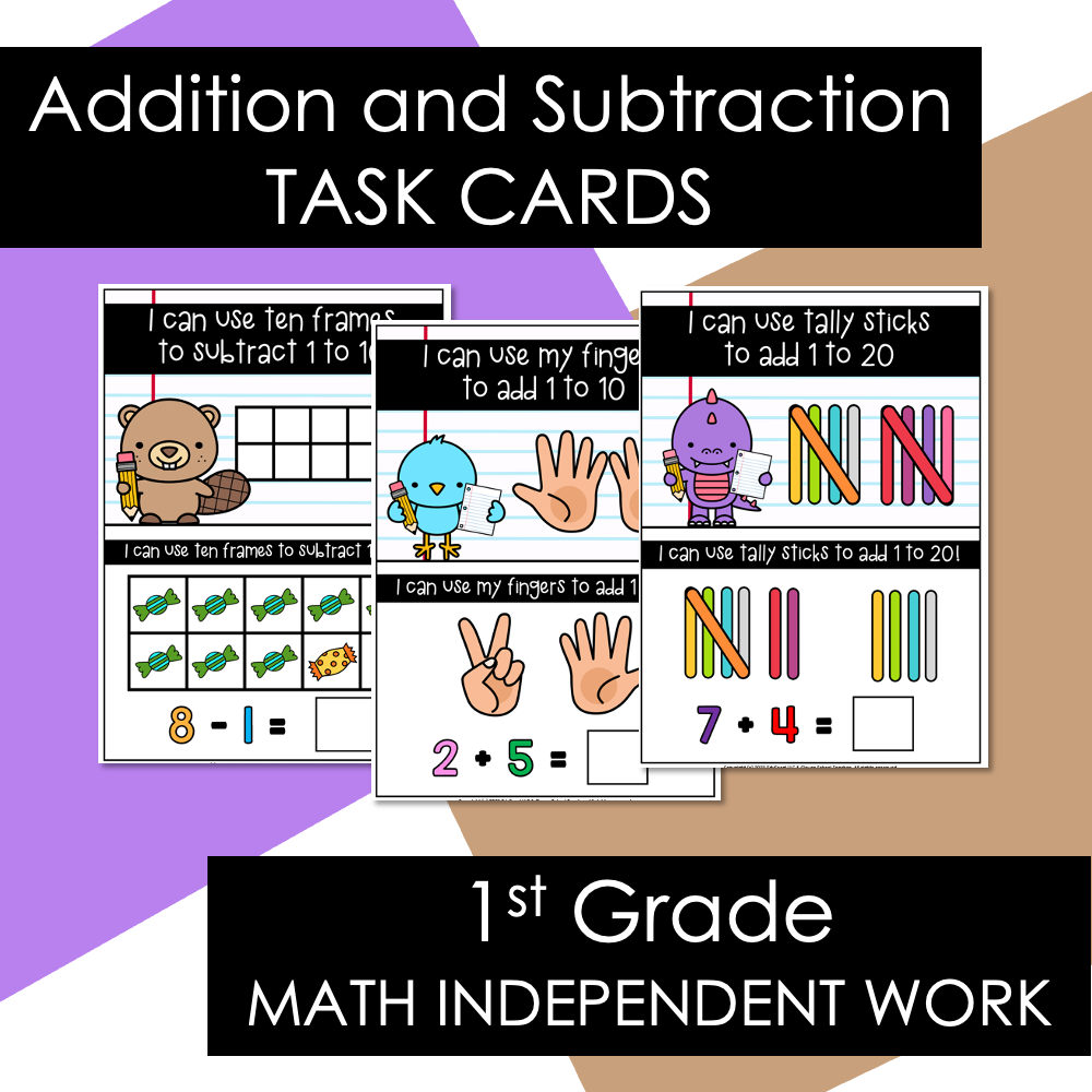 Addition and Subtraction Task Cards - Clever School Teacher