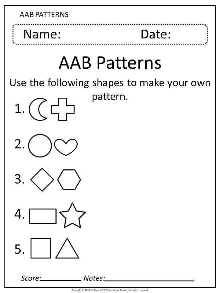 Patterns Assessment - Clever School Teacher